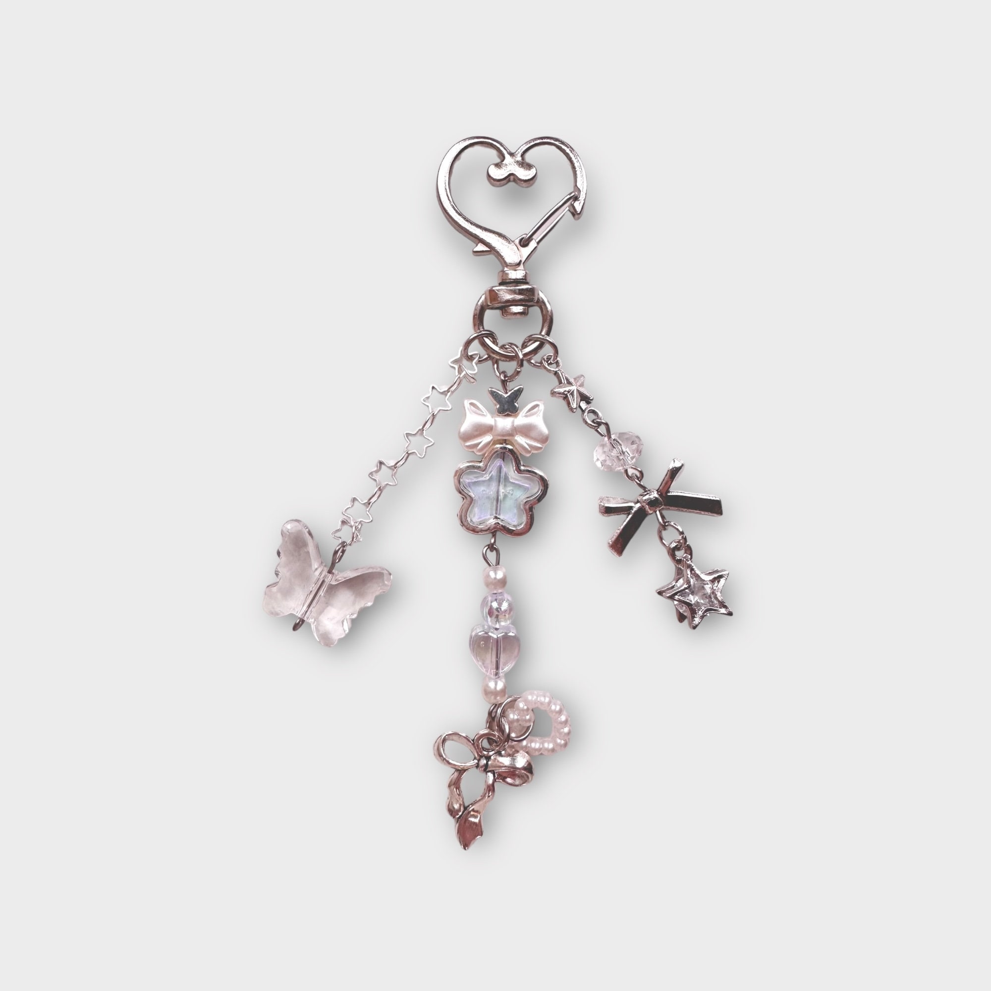 Chunky Silver and Pearl Keychain Y2k Accessory With Butterfly Charm - Etsy