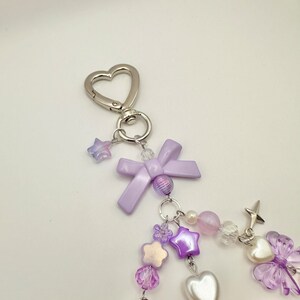 Lilac Butterfly Keychain With Crystal Beads, Y2k-inspired Chunky ...