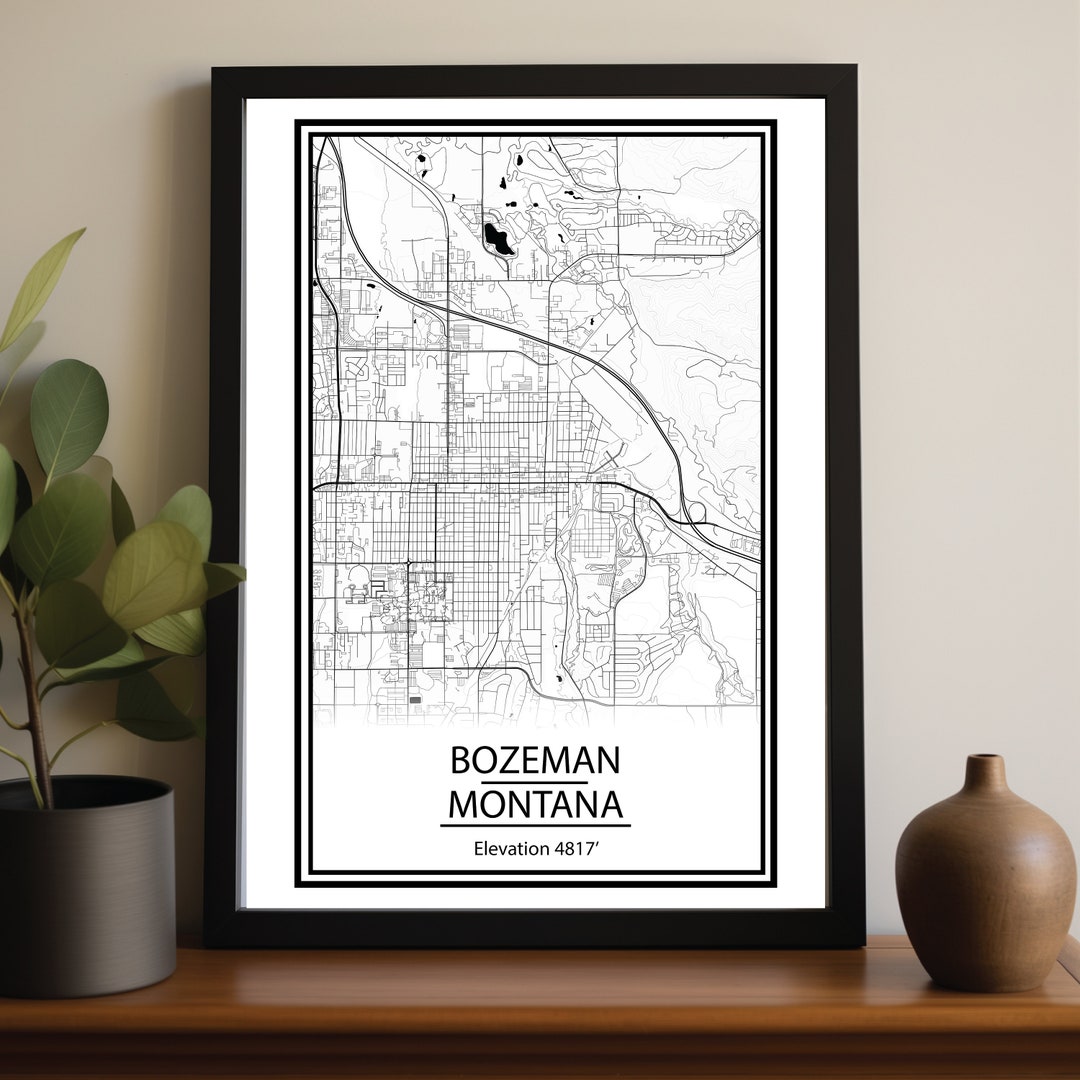 Map of Bozeman, Montana Instant Digital Download Art, Print, Wall Map ...