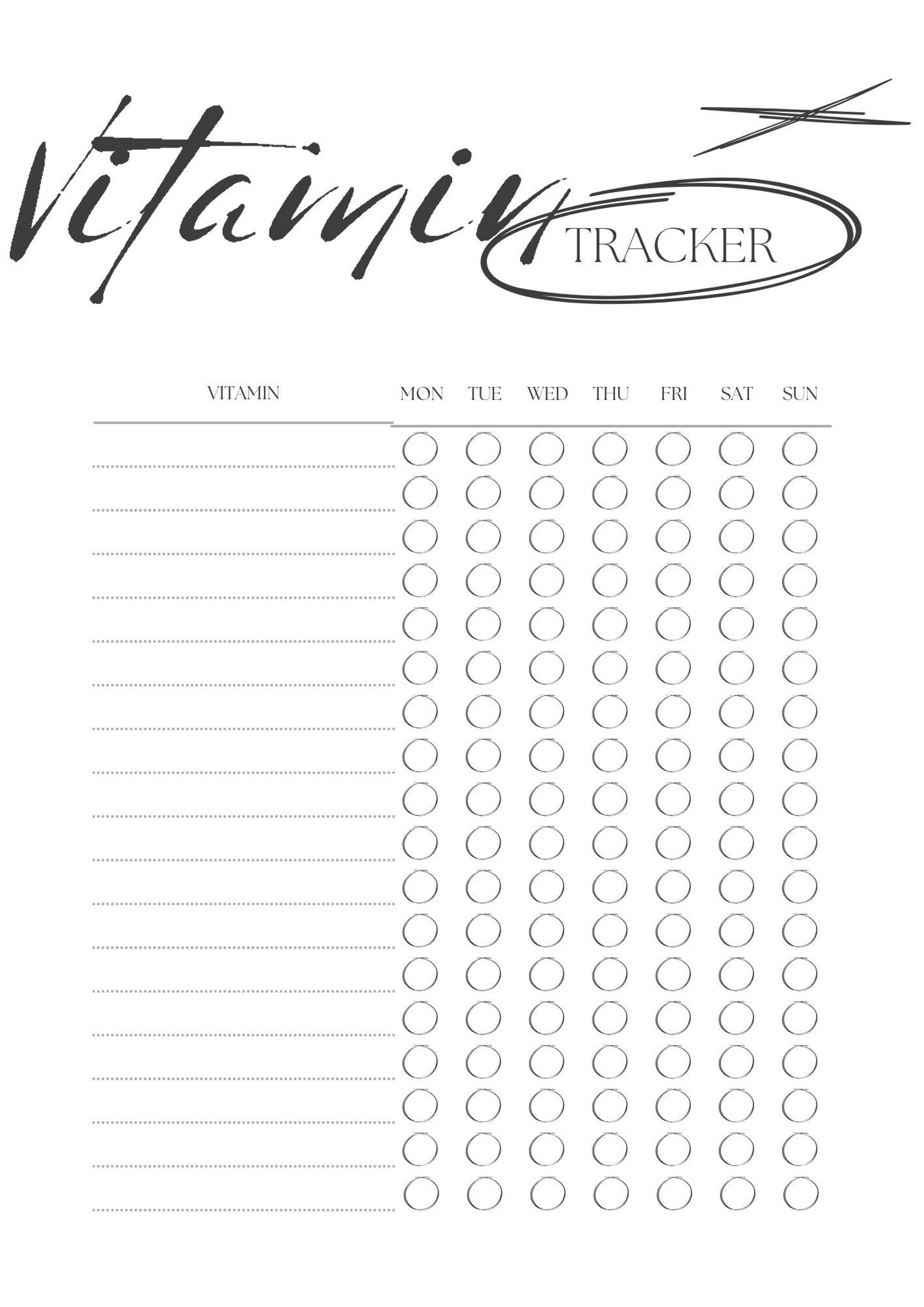 Daily Vitamin Tracker - Digital or Printable Version - Etsy
