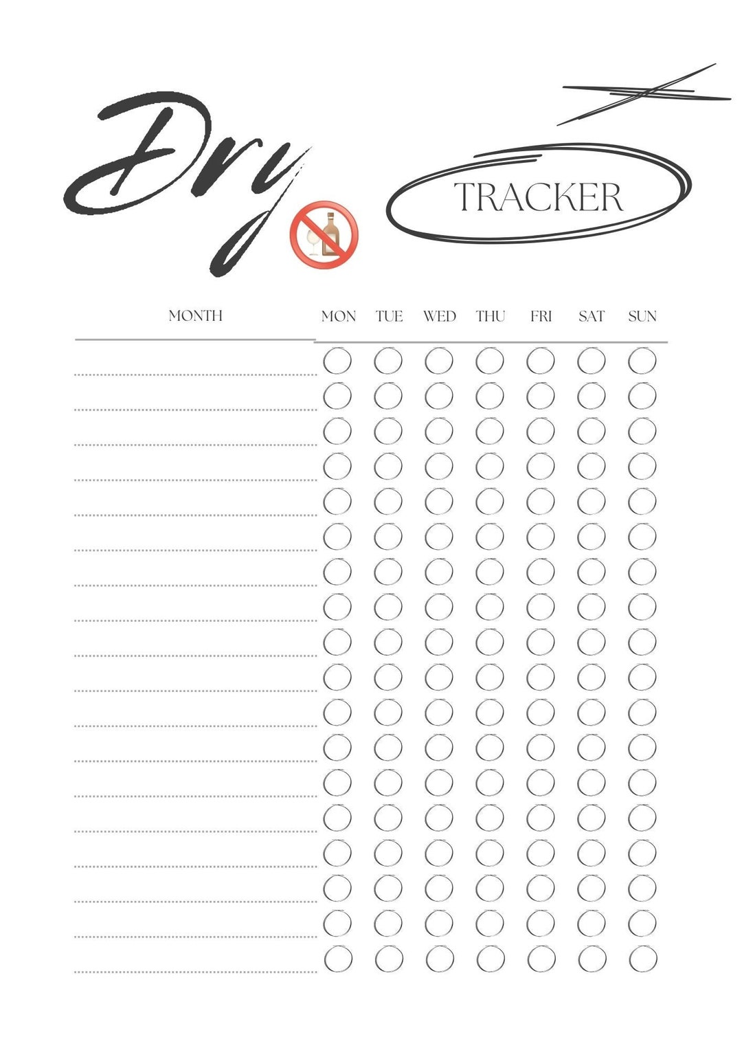 Dry January+ Tracker (all Months) -- Daily Alcohol Tracker - Etsy