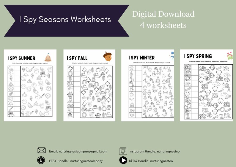I Spy Seasons Worksheets - Etsy