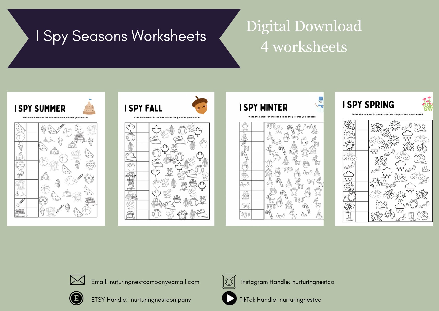 I Spy Seasons Worksheets - Etsy