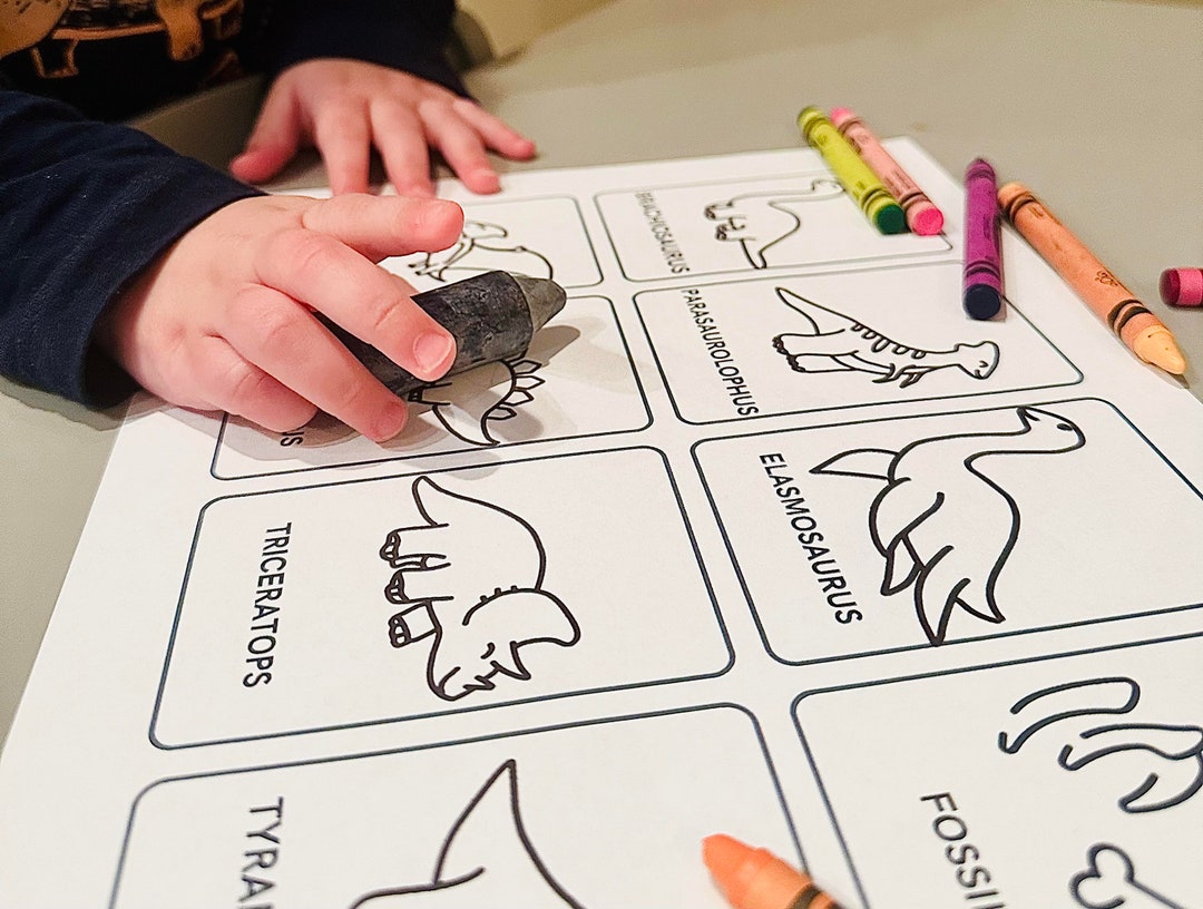 Dino Printable Coloring Flashcards - Etsy