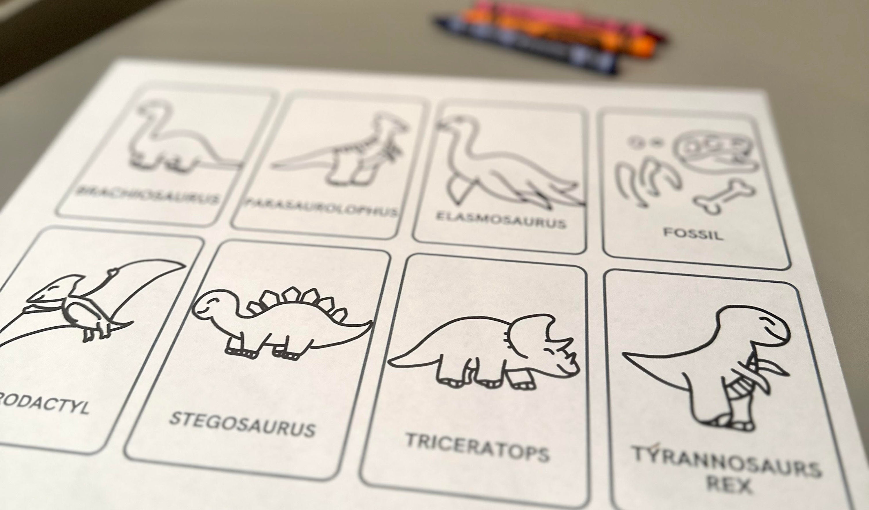 Dino Printable Coloring Flashcards - Etsy