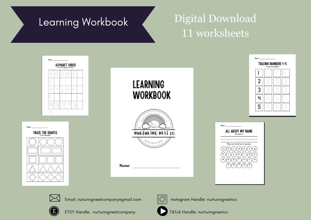 Printable Learning Workbook - Etsy