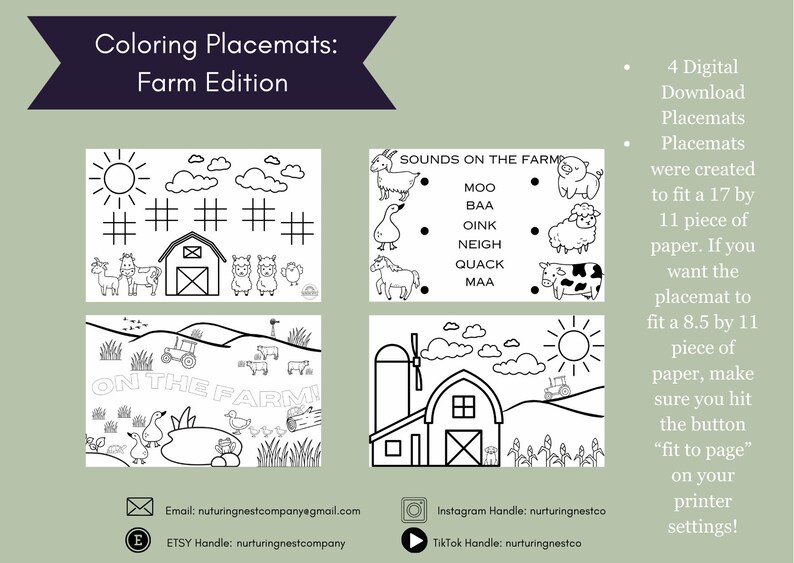 4 Farm Coloring Placemats - Etsy