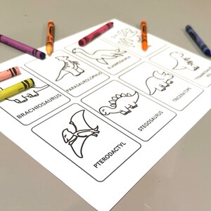 Dino Printable Coloring Flashcards - Etsy