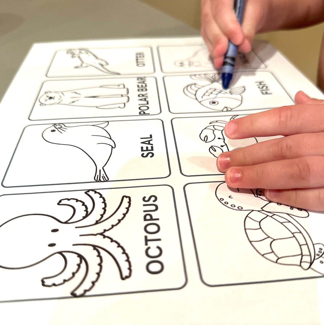 Printable Sea Life Coloring Flashcards - Etsy