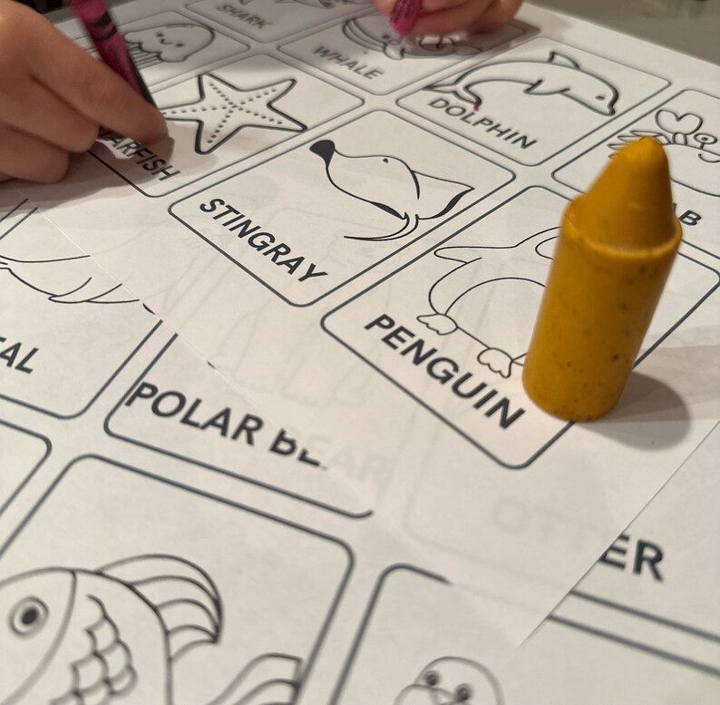 Printable Sea Life Coloring Flashcards - Etsy