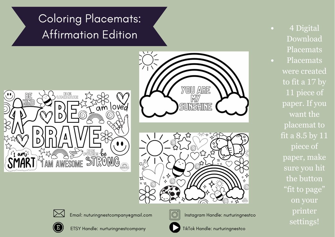 3 Affirmations Placemats - Etsy