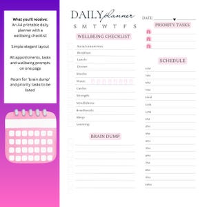 Healthy Habits Daily Planner Printable, Daily to Do, Productivity ...