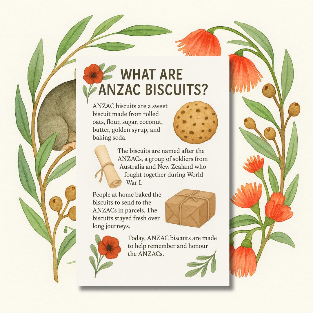 ANZAC Day Printables for Kids – Bake Sale Kit, Biscuit Recipe, Craft ...