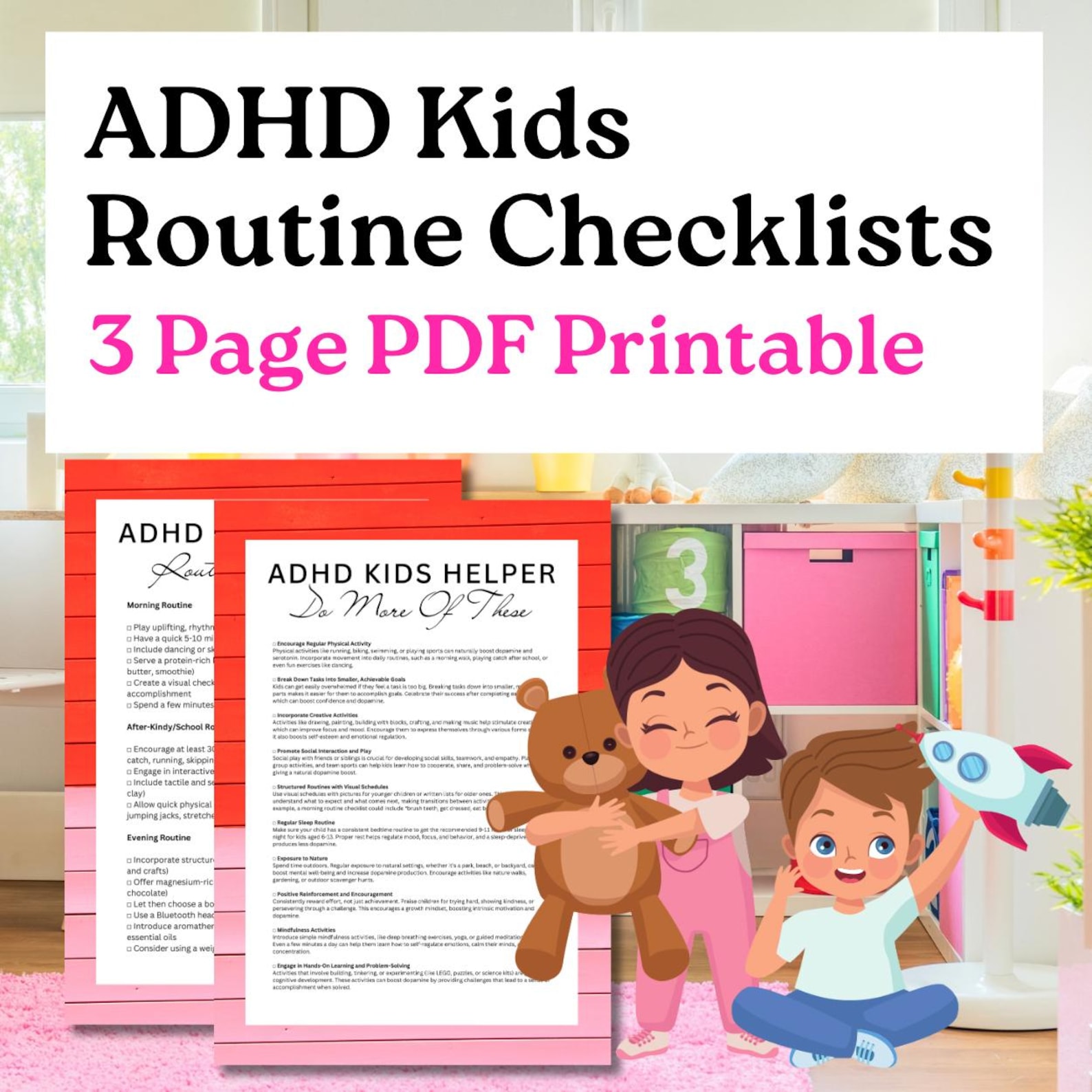 ADHD Routine Helper for Kids – Printable Visual Checklists for Morning ...