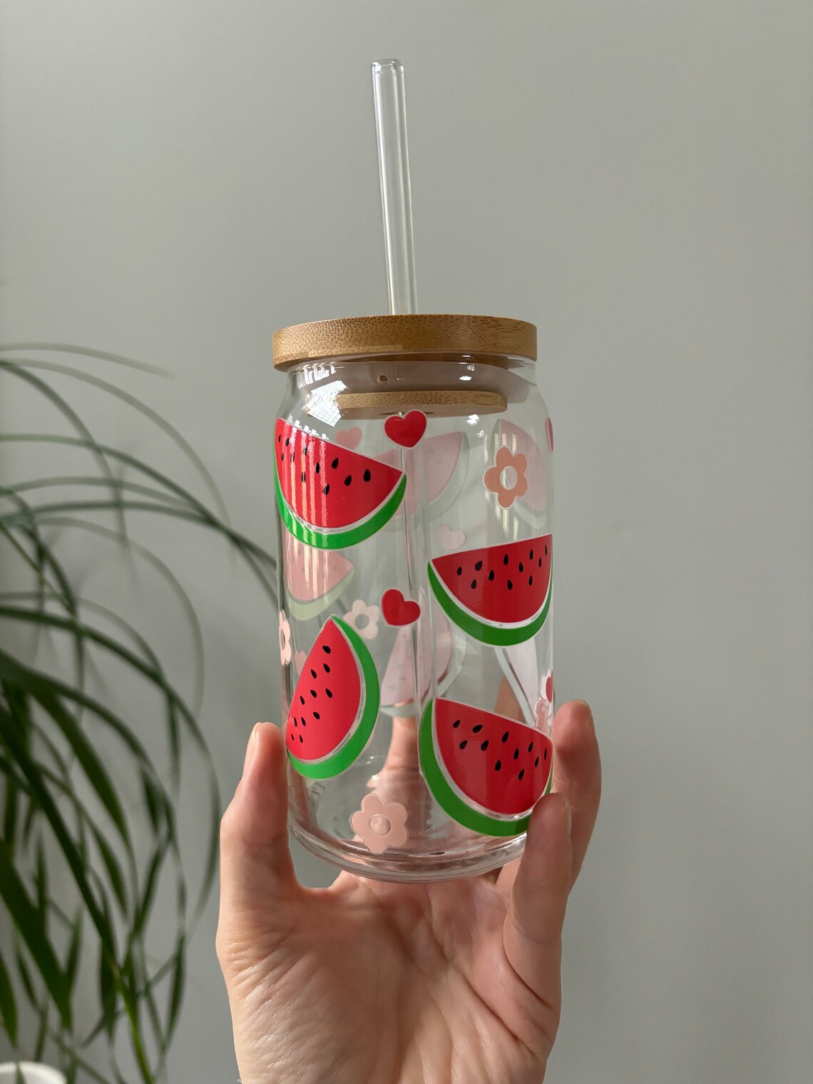 Watermelon 16 Oz Glass Can - Etsy