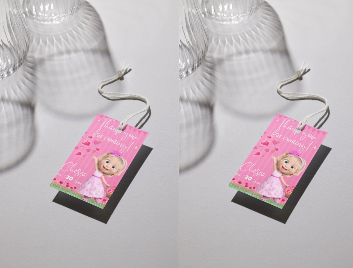 Printable, Cute Masha and the Bear Birthday Invitation Thank You Card ...