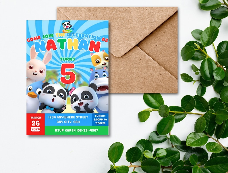 Customized Baby Bus Birthday Invitation - Babybus Digital Birthday ...