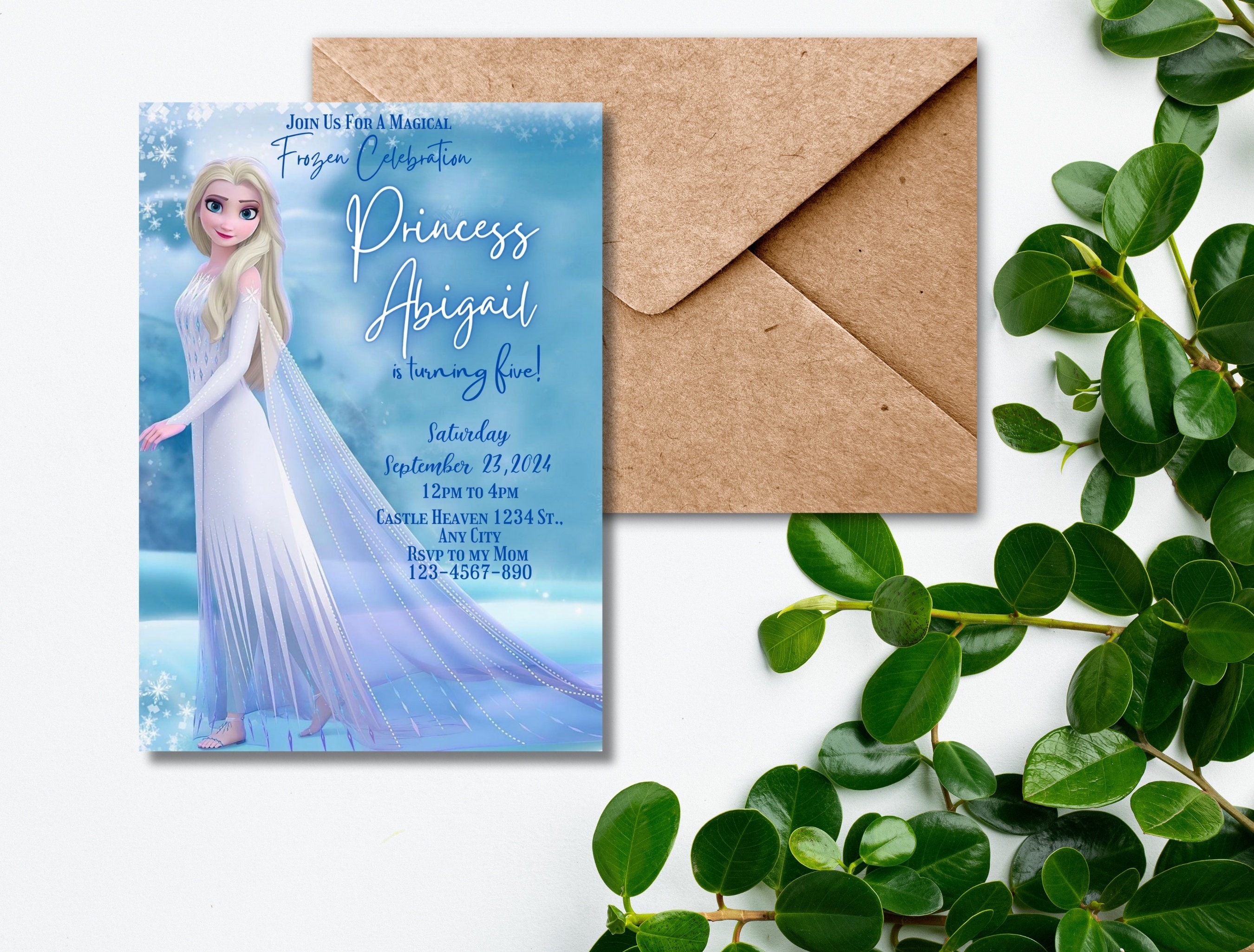 Editable Elsa Birthday Invitation Printable Template Kids Digital Party ...