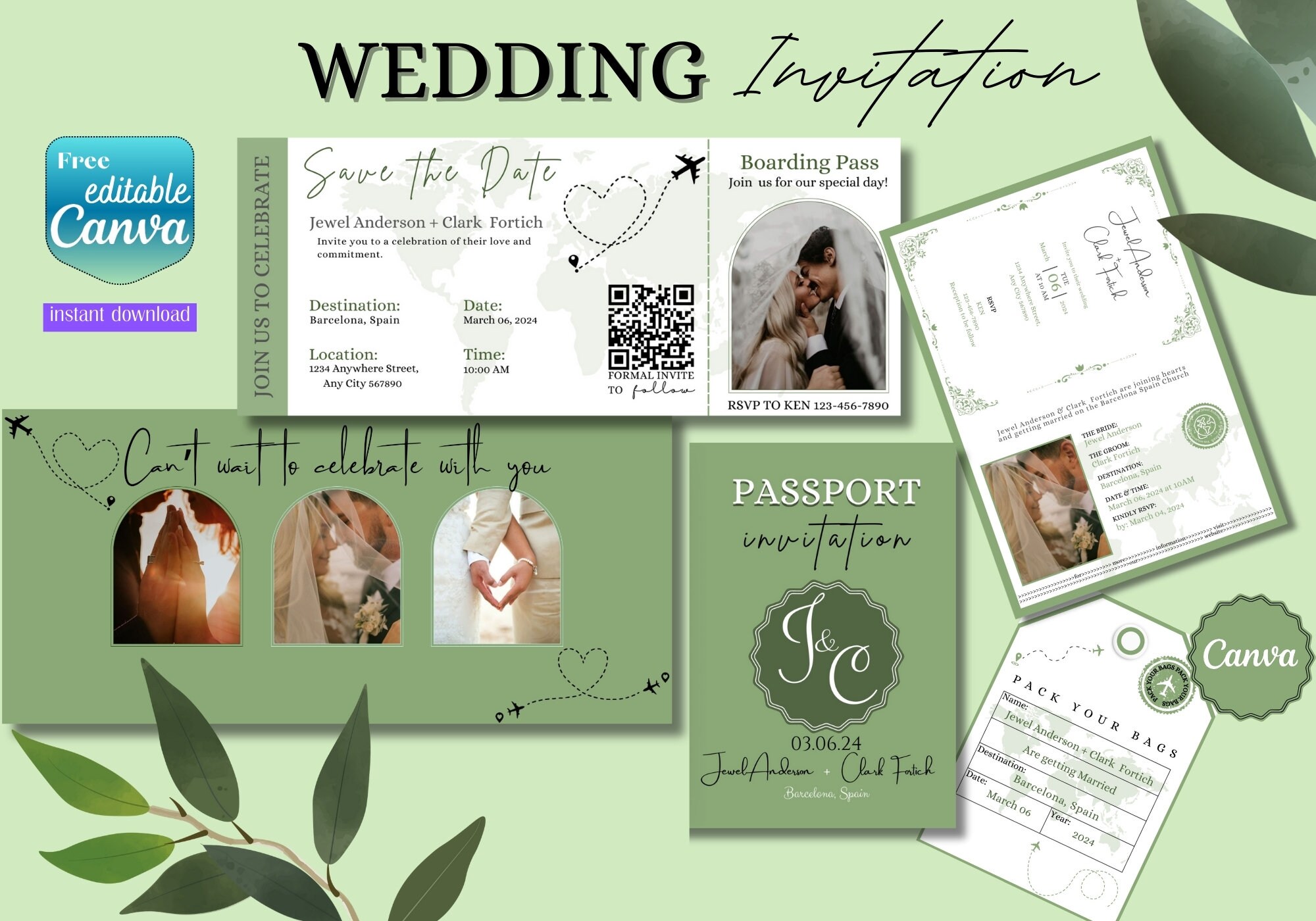 Passport Wedding Invitation, Destination Wedding Invitation, Wedding ...