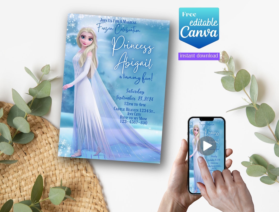 Editable Elsa Birthday Invitation Printable Template Kids Digital Party ...