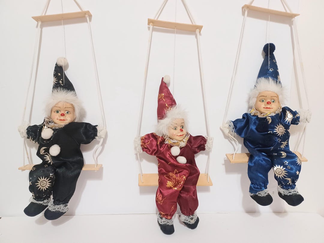 Swinging Clowns, 2 to Chose From, Decorative Porcelain Clowns on a ...