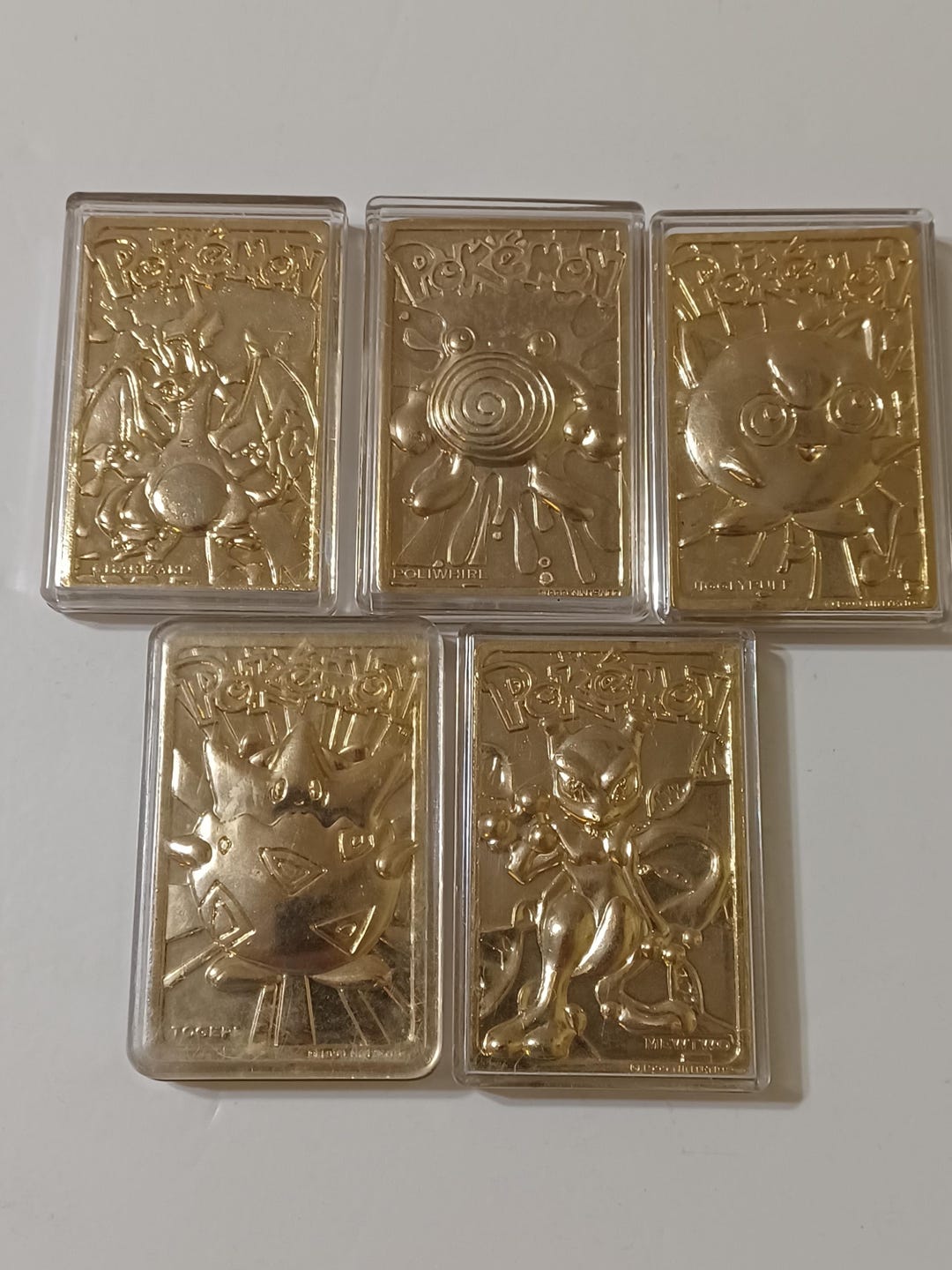 Set of Five Pokemon Gold Color Metal Cards - Etsy