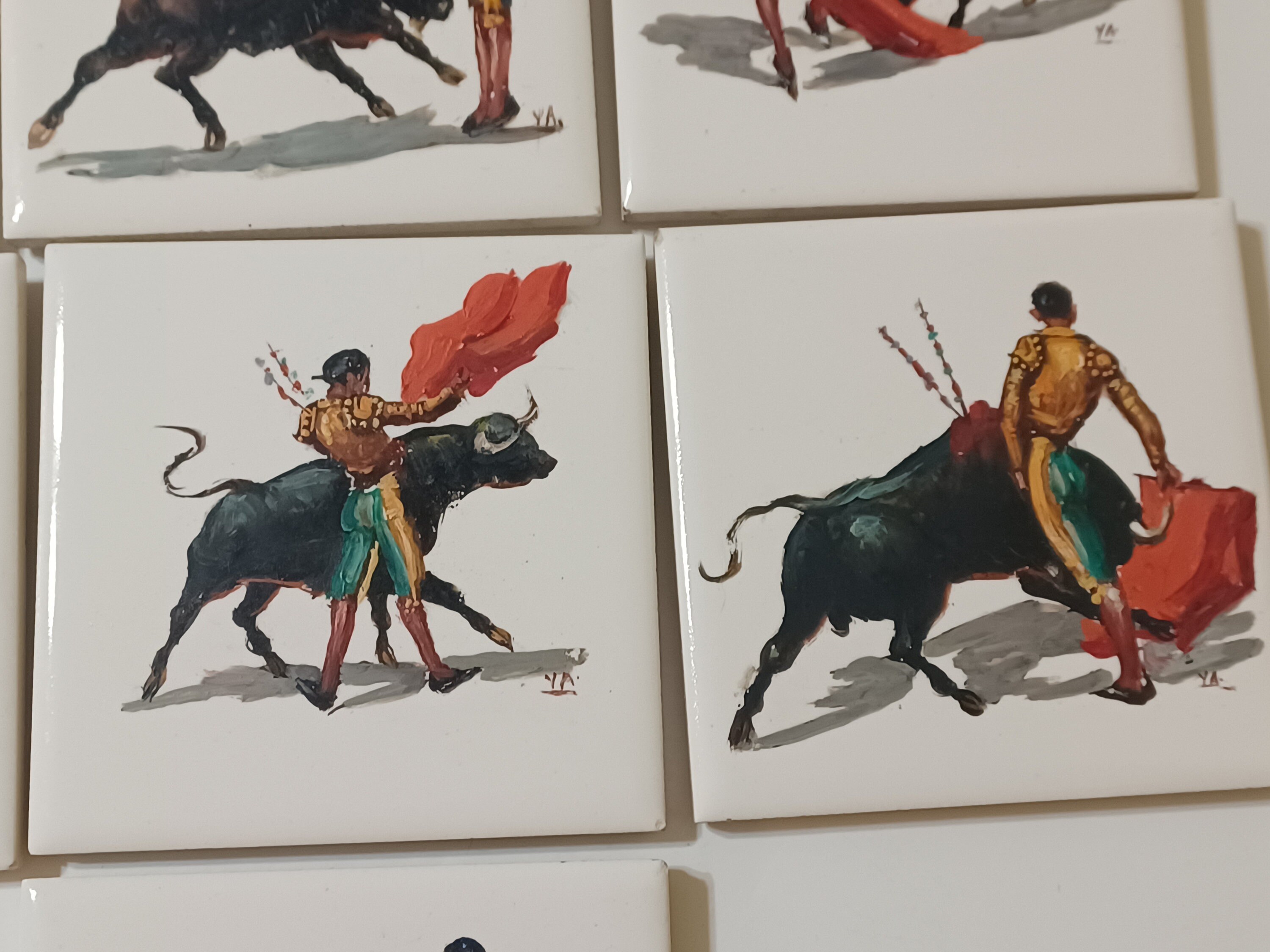 Vintage Bull Fighting Scene Hand Painted Ceramic Tiles - Etsy