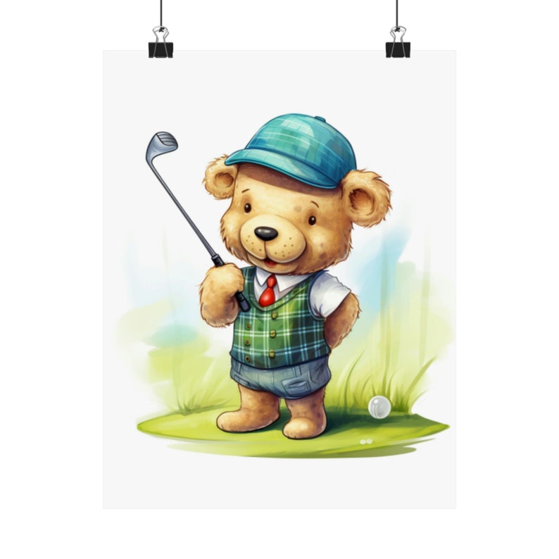 Teddy Bear Playing Golf Matte Vertical Posters - Etsy