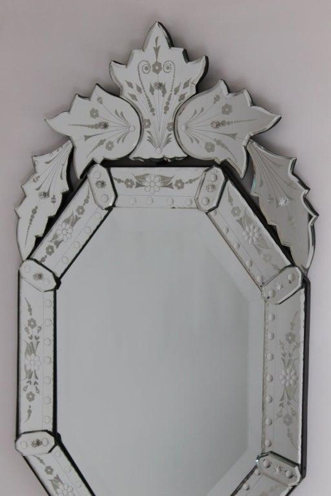Rare Vintage Venetian Etched Glass Wall Mirror – A Timeless Treasure of ...