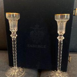Rare Fabergé Crystal Michael Palace Candlestick Holders – A Luxurious ...