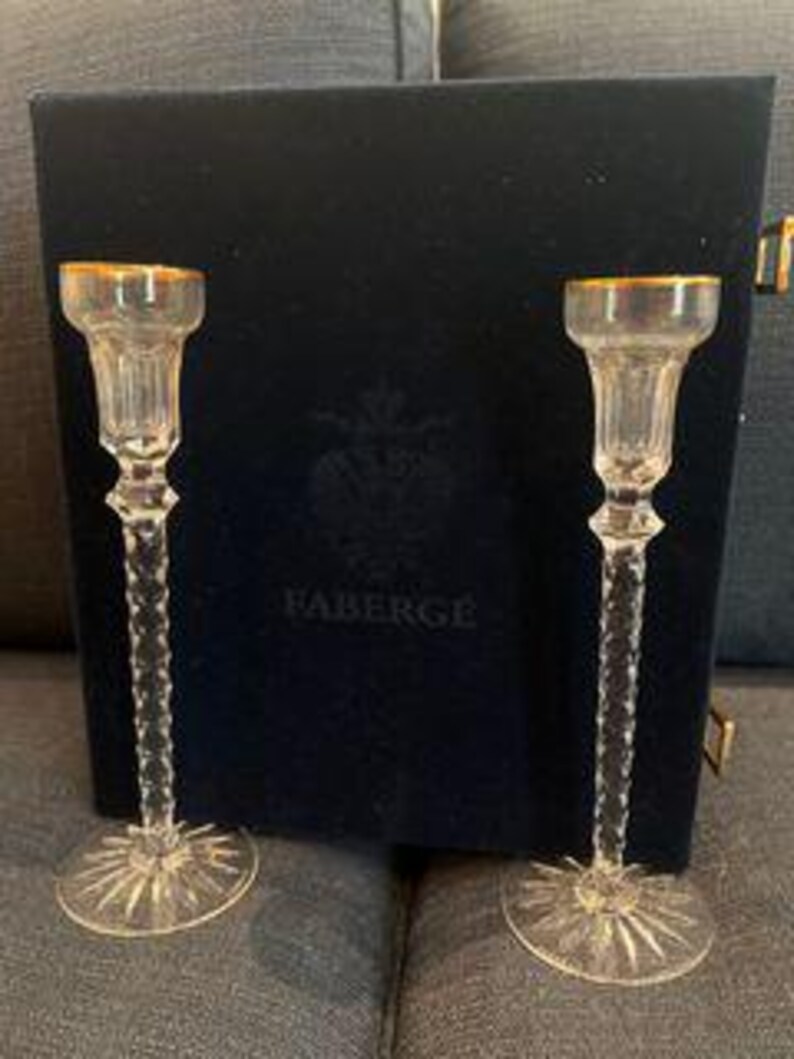 Rare Fabergé Crystal Michael Palace Candlestick Holders – A Luxurious ...