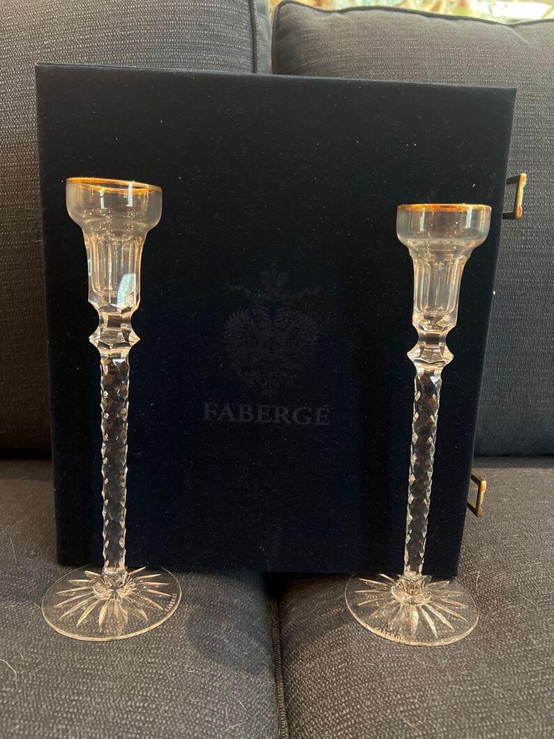 Rare Fabergé Crystal Michael Palace Candlestick Holders – A Luxurious ...