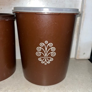 Vintage 1970s Brown Tupperware Canisters Set of 3 W/servalier Lids ...