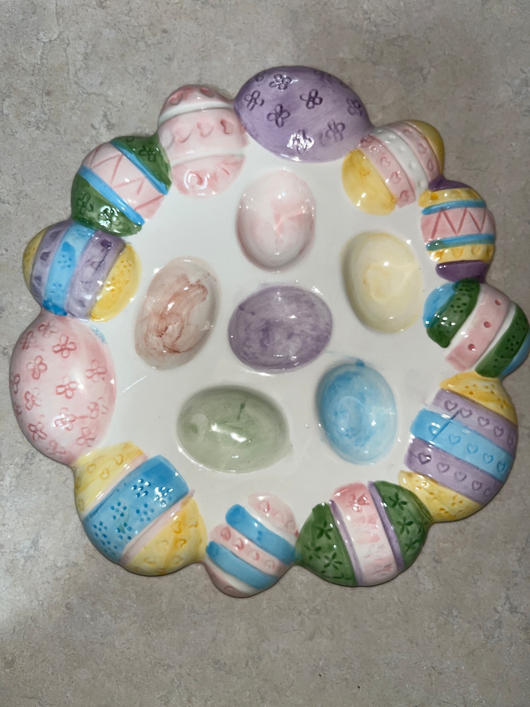 Vintage 1990s Ceramic Easter Egg Display Plate Deviled Egg Tray ...