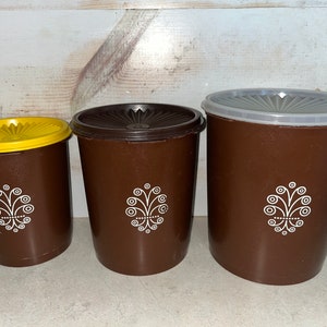 Vintage 1970’s Brown Tupperware Canisters | Set of 3 W/servalier Lids ...