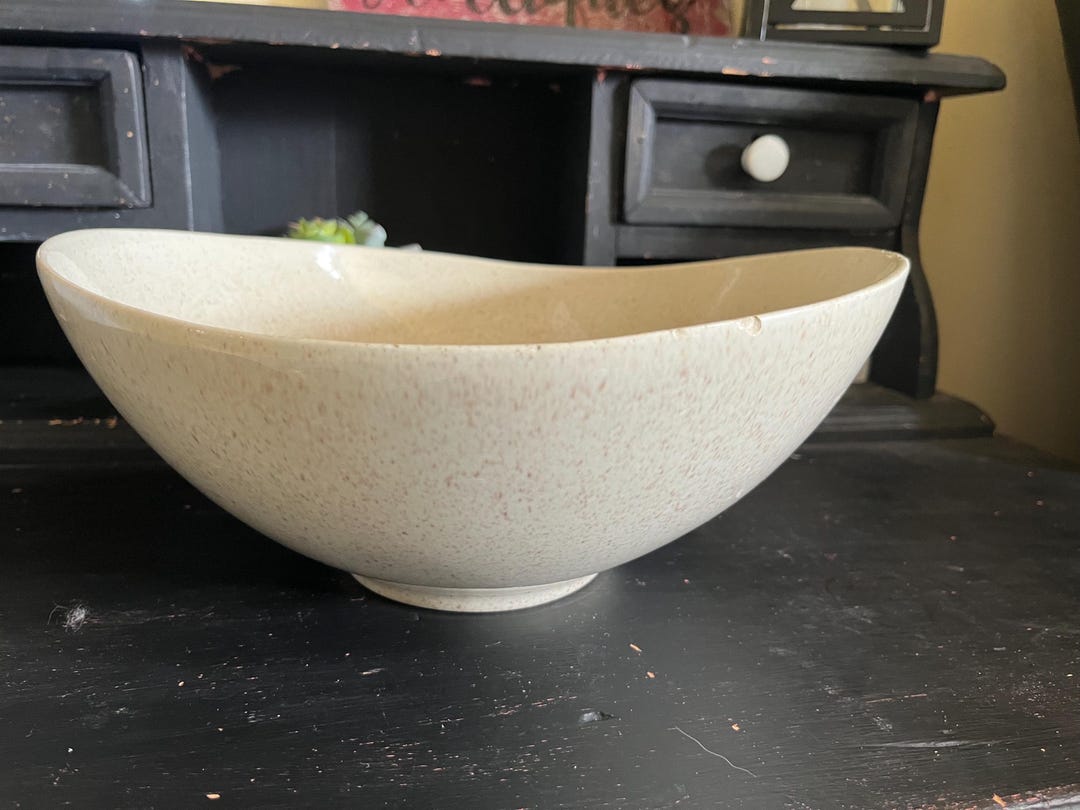 Vintage 1950’s Red Wing Pottery Asymmetrical Tan Fleck Salad Serving ...