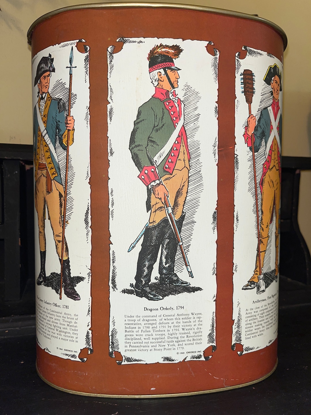 Vintage Cheinco Waste Basket Revolutionary War Soldier Retro Paper Bin ...