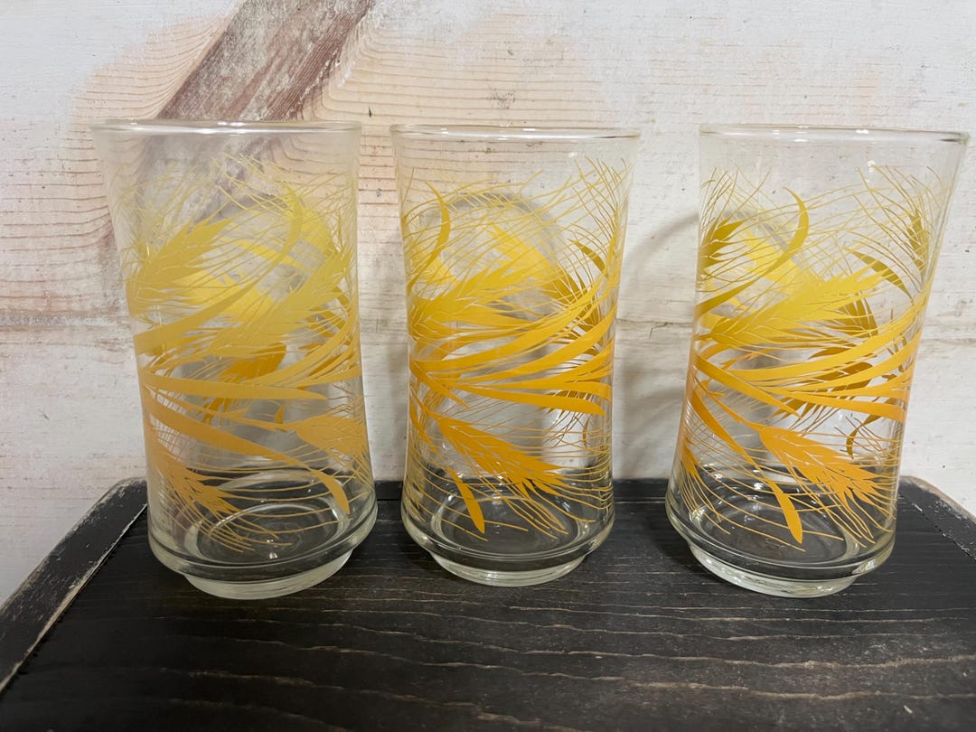 Vintage Libbey Golden Harvest Wheat Glasses - MCM Iced Tea Drinkware ...