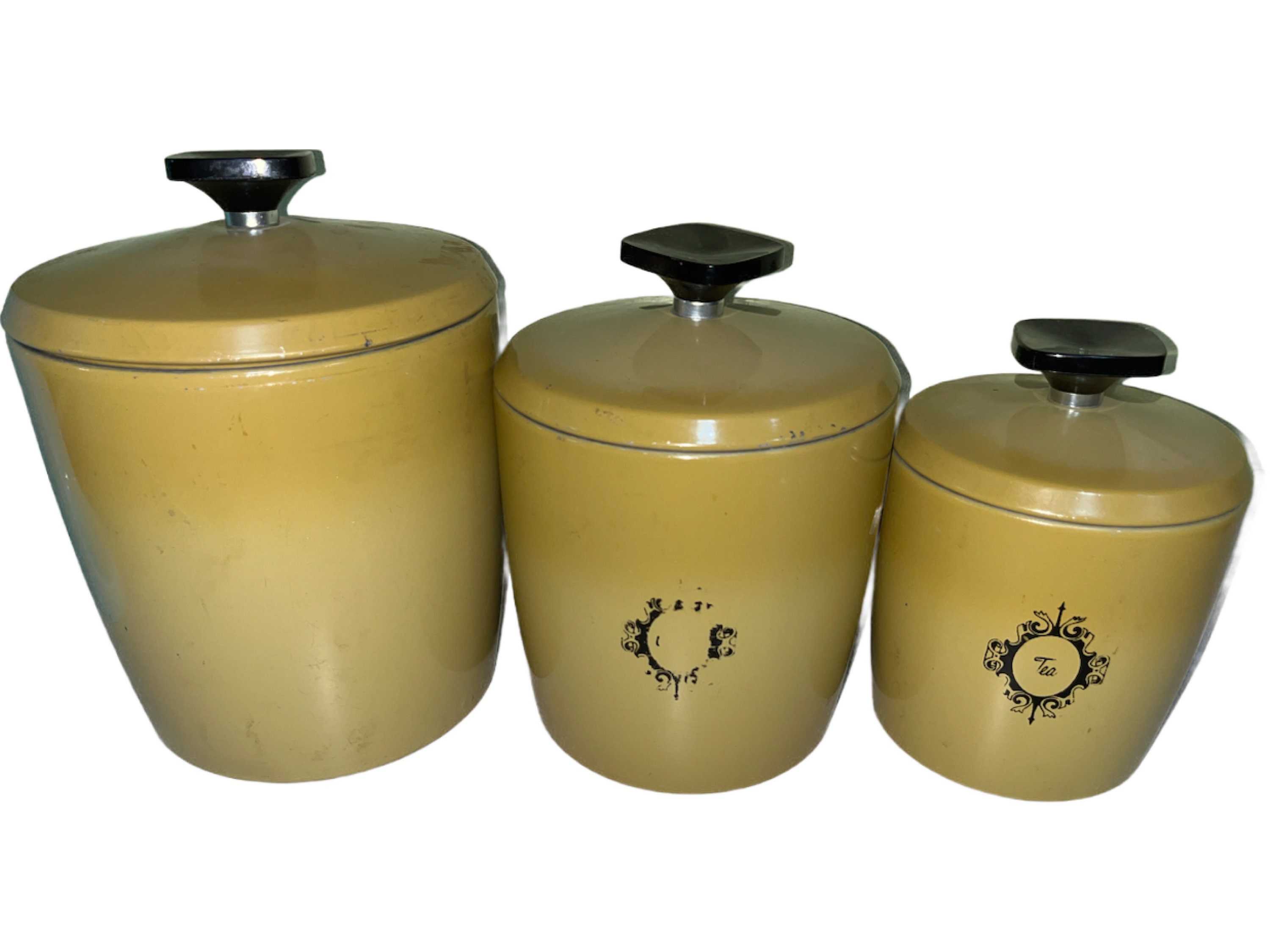 Vintage West Bend Kitchen Canister Set, Harvest With Black Accents - Etsy