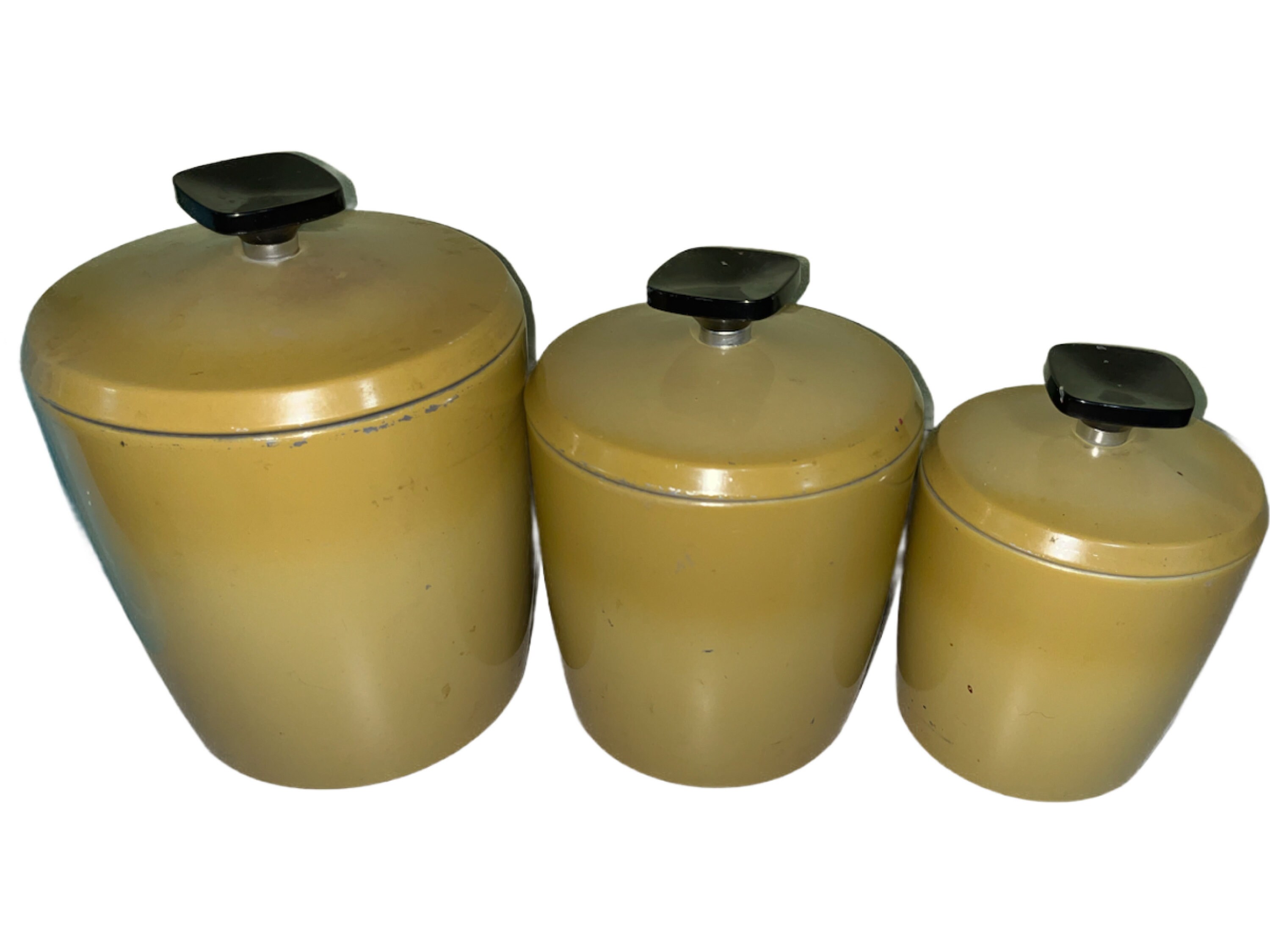 Vintage West Bend Kitchen Canister Set, Harvest With Black Accents - Etsy