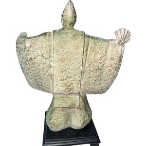 Vintage Standing Japanese Noh Actor Statue, Black Wood Footed Base - Etsy