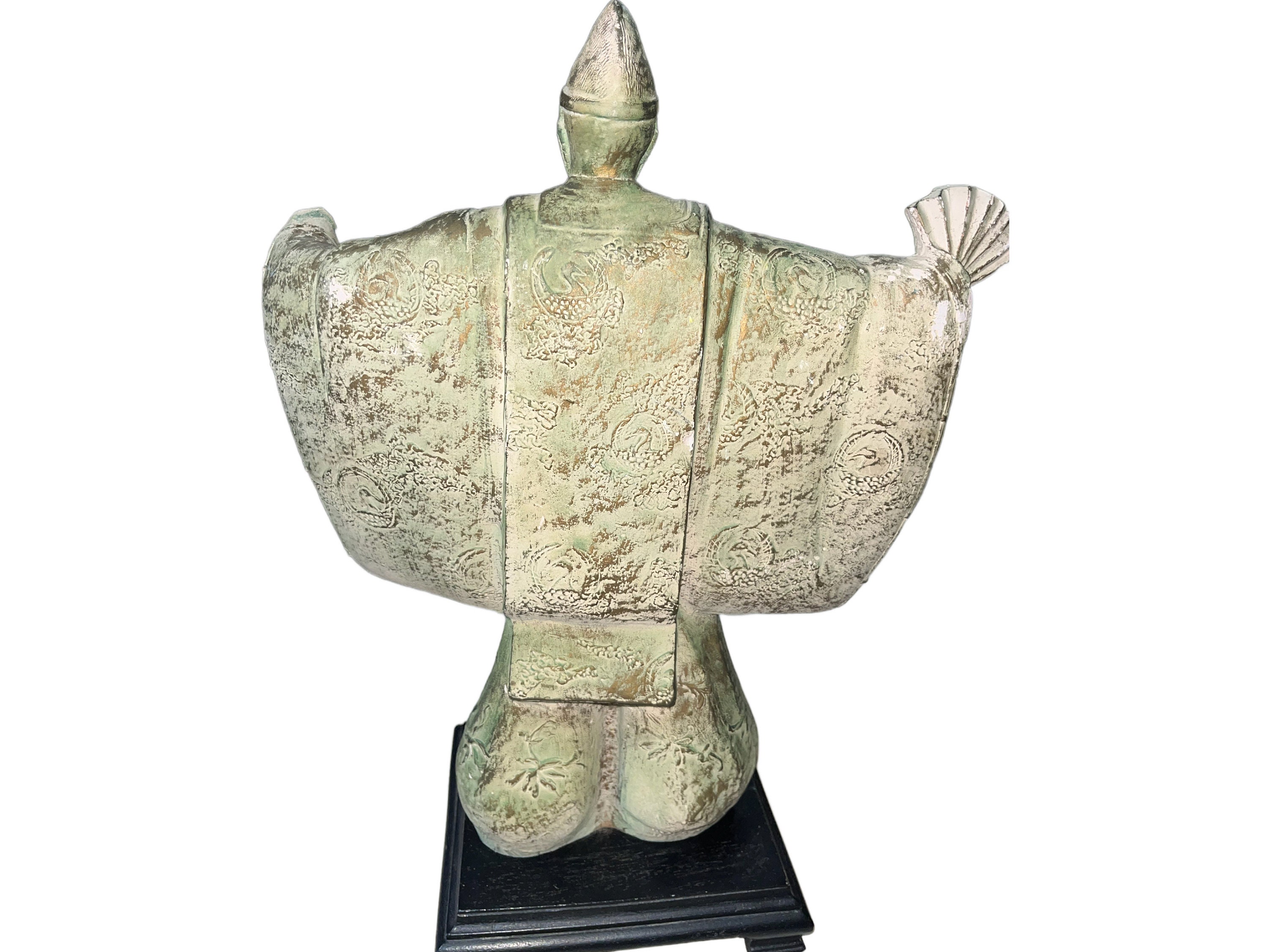 Vintage Standing Japanese Noh Actor Statue, Black Wood Footed Base - Etsy