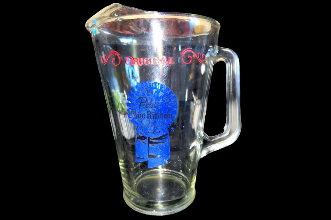 Vintage Pabst Blue Ribbon Glass Pitcher | PBR | Collectible | Beer ...