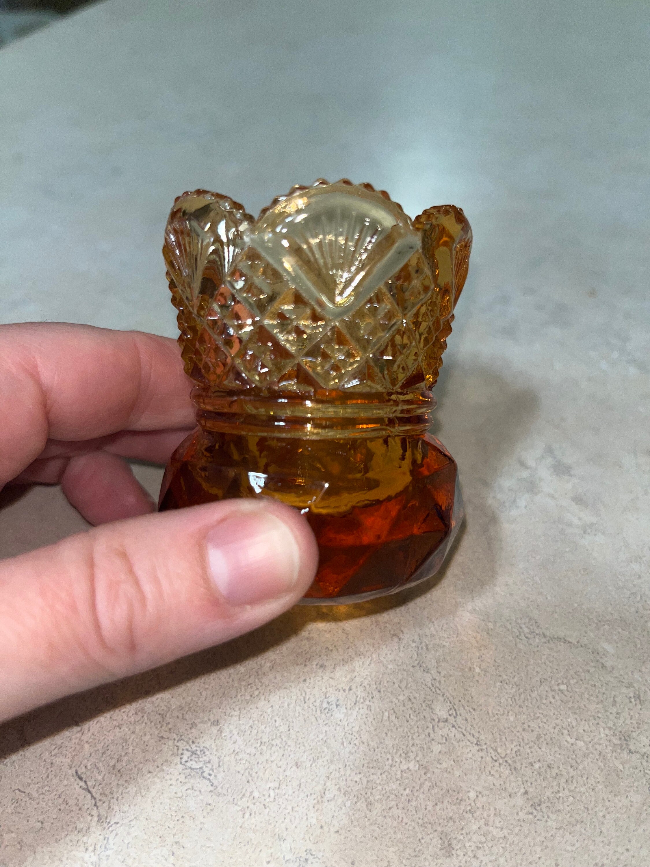 Vintage Westmoreland Amber Glass EAPG Toothpick Holder 60 Diamond and ...