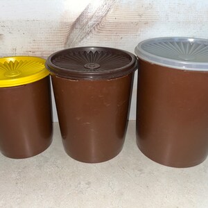 Vintage 1970’s Brown Tupperware Canisters | Set of 3 W/servalier Lids ...