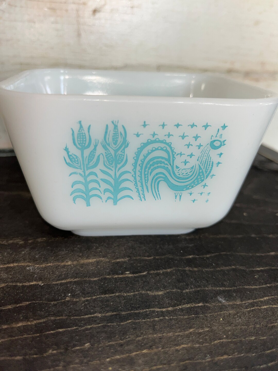 Pyrex Butterprint Amish Refrigerator Dish 501 Turquoise White Butter ...