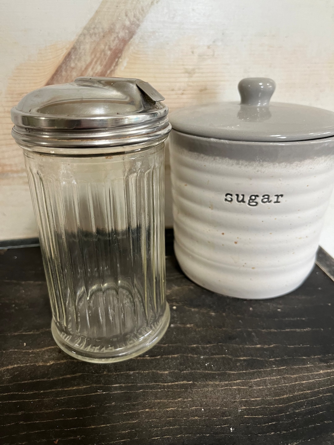 Retro Diner Ribbed Sugar Dispenser | Measuring Device Corp NY | Vintage ...