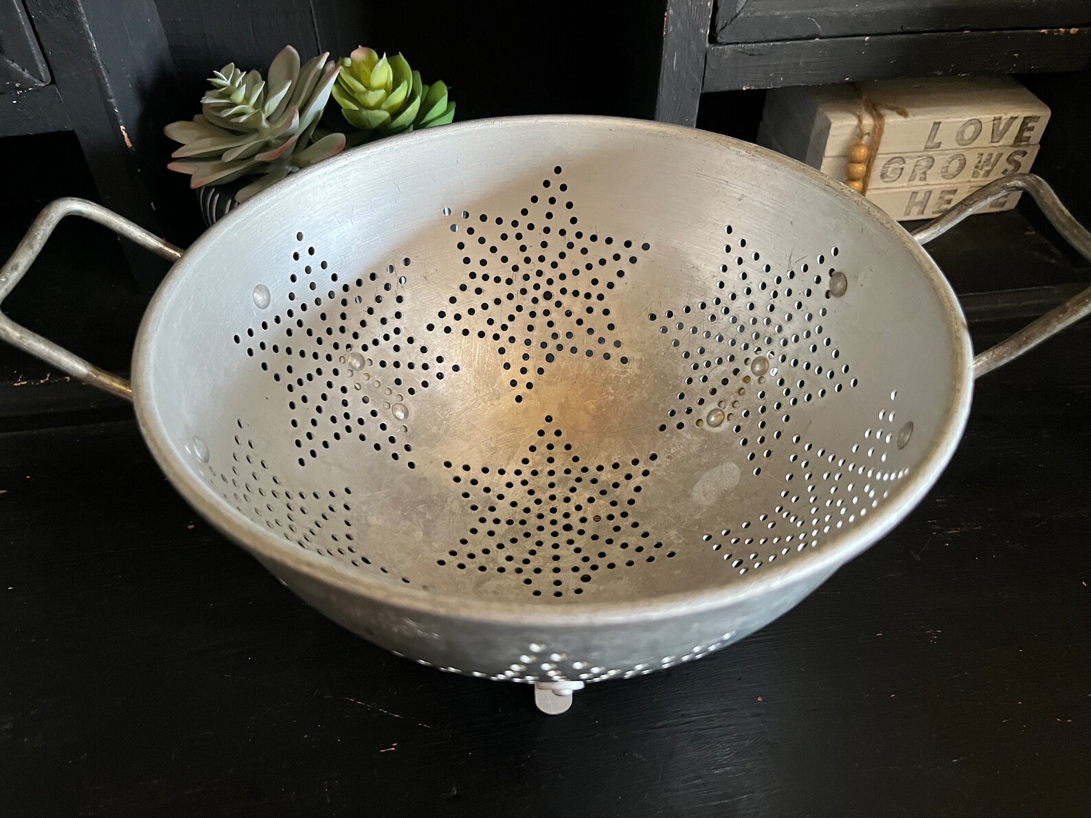 Vintage 1970s Mirro 9 Aluminum Strainer Stars Colander Footed With ...