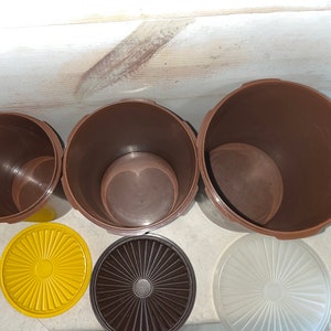 Vintage 1970’s Brown Tupperware Canisters | Set of 3 W/servalier Lids ...