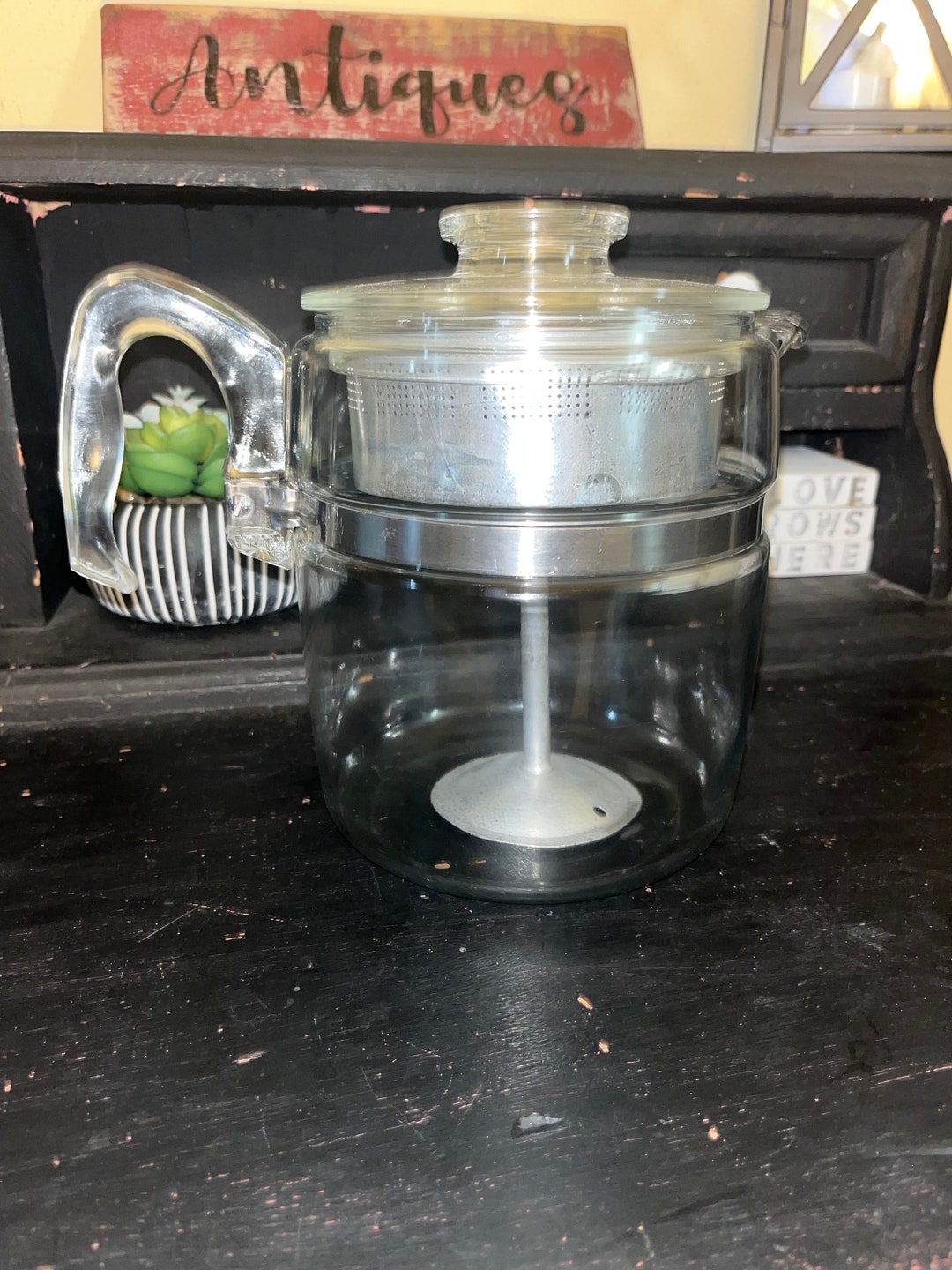 Vintage Pyrex 7559-B 9 Cup Stove Top Percolator Coffee Maker Complete ...